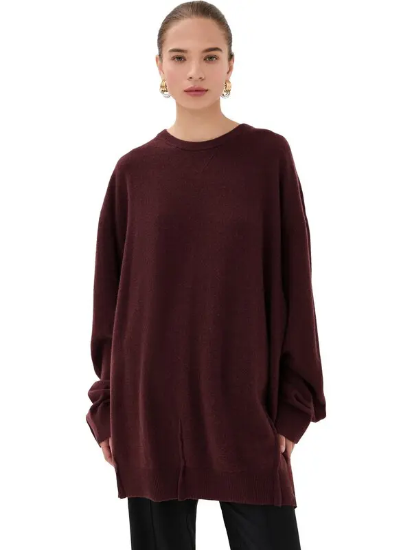 FRENKEN Round Cash-wool Sweater - Burgundy