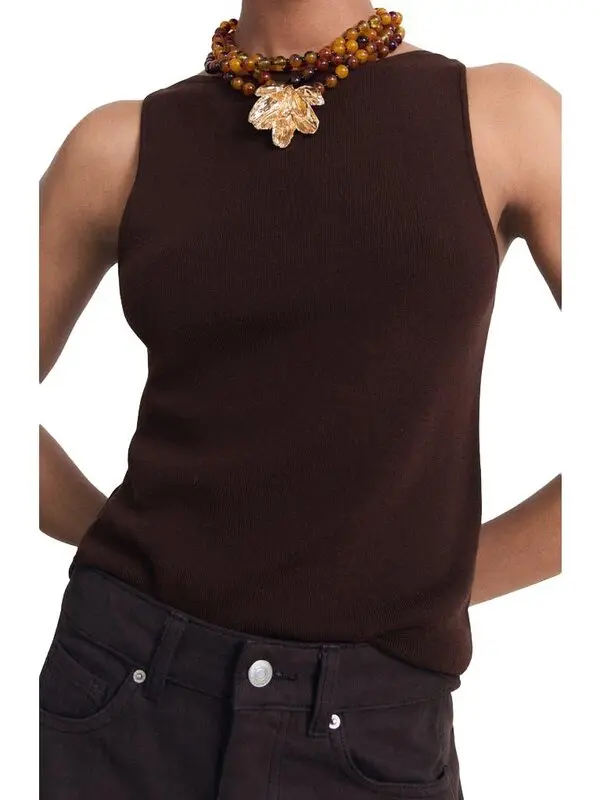 Mango Fitted Knit Tank - Chocolate