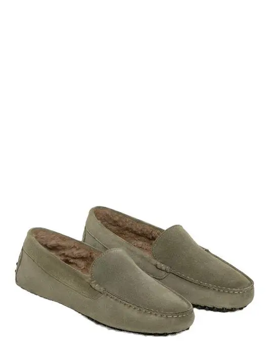 M. Gemi Felize Shearling Driving Moccasins - Olive