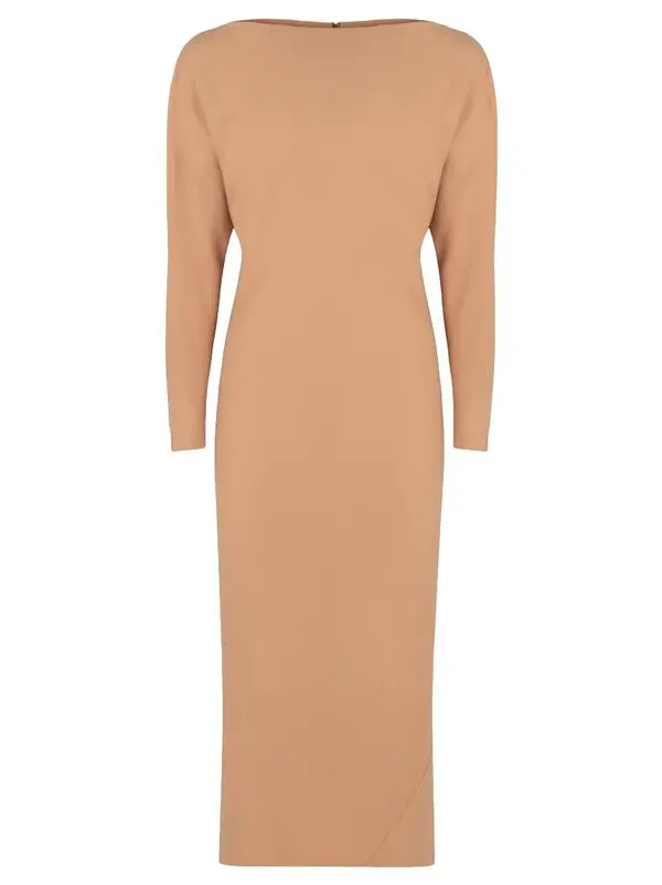 Alberta Ferretti Long Dress In Soft Fabric - Beige