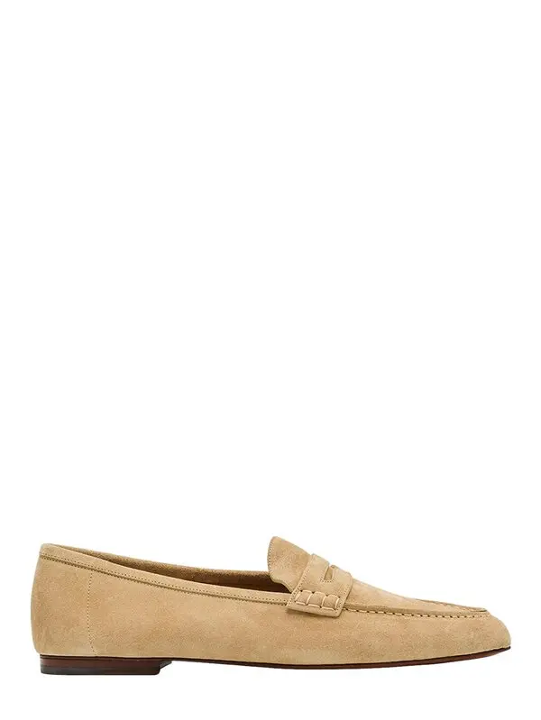 Ralph Lauren Collins Suede Moc-toe Penny Loafers - Tan