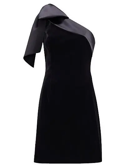 PHASE EIGHT Bow-embellished Velvet Mini Dress - Black
