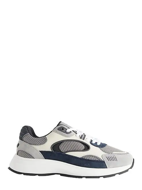 ARNE Circuit Suede, Leather, And Mesh Trainers - Black/comb