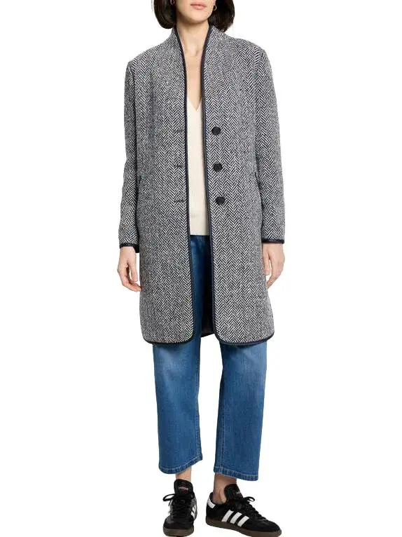 NIC+ZOE Herringbone Topcoat - Navy