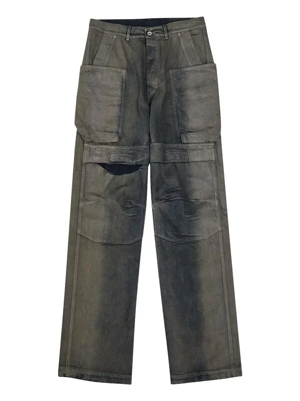 Rick Owens Stefan Panelled Denim Cargo Trousers - Brown