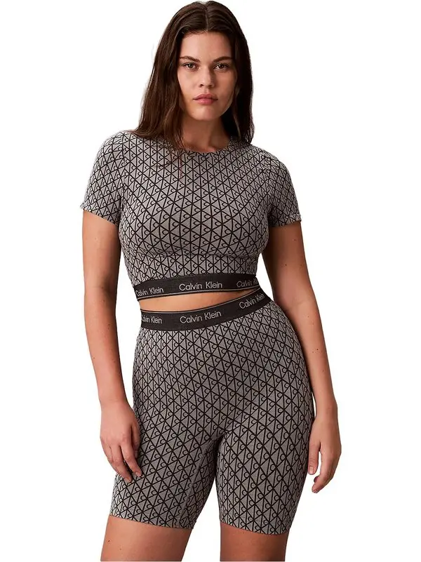 Calvin Klein Icon Shapewear Short Sleeve Top - Seamless Emblem Pale Liquid Grey