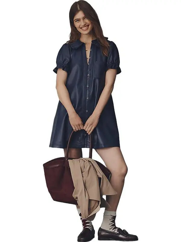 PILCRO Keira Faux-leather Mini Dress - Eclipse