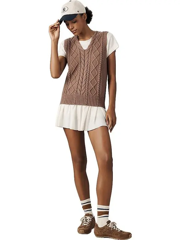 Varley Kay Cable Sweater Vest - Deep Taupe
