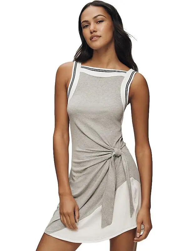 Anthropologie Daily Practice Overload Tie-waist Mini Dress - Grey