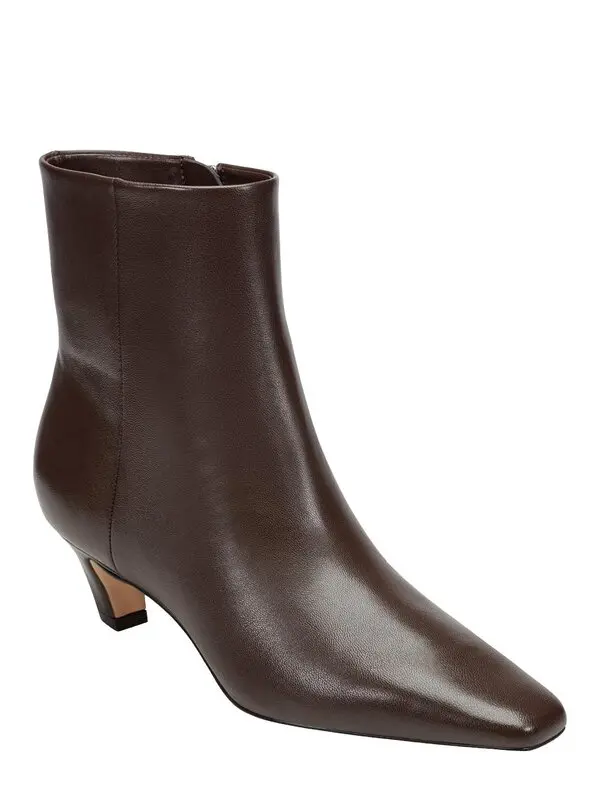 Marc Fisher Danai Leather Kitten Heel Booties - Dark Brown