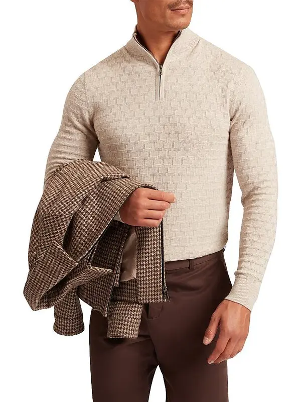 Ted Baker London Texture Stitch Half-zip Sweater - Natural