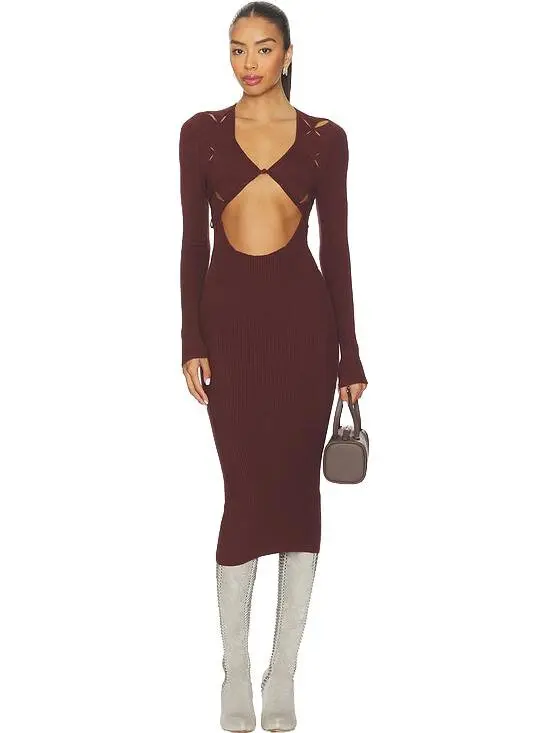 ISA BOULDER Argyle Open Dress - Rum