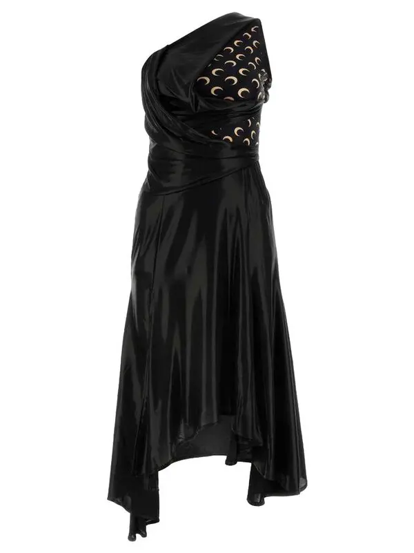 MARINE SERRE Sleeveless Draped Dress - Black