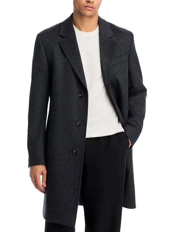 Hugo Boss Jared Wool & Cashmere Regular Fit Topcoat - Medium Grey