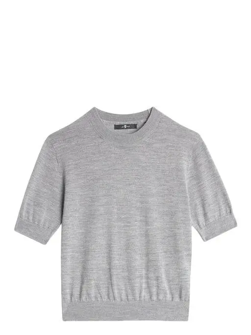 7 For All Mankind Wool Short Sleeve Sweater - Gray
