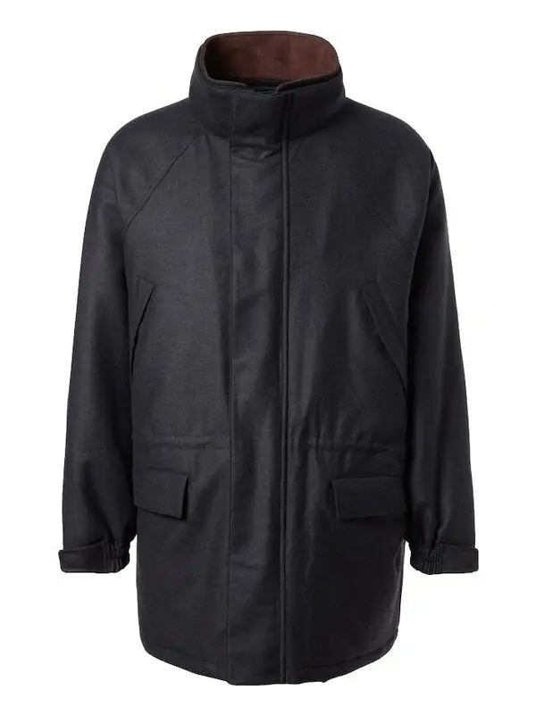 Auralee Padded Wool Flannel Coat - Grey