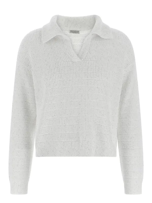 Brunello Cucinelli Diamond Cotton Polo Shirt - White