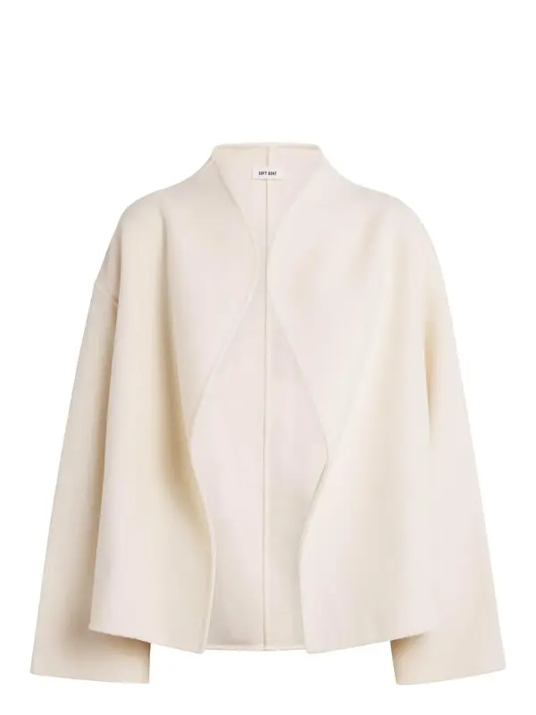Soft Goat Wool-cashmere Short Cape Jacket - White