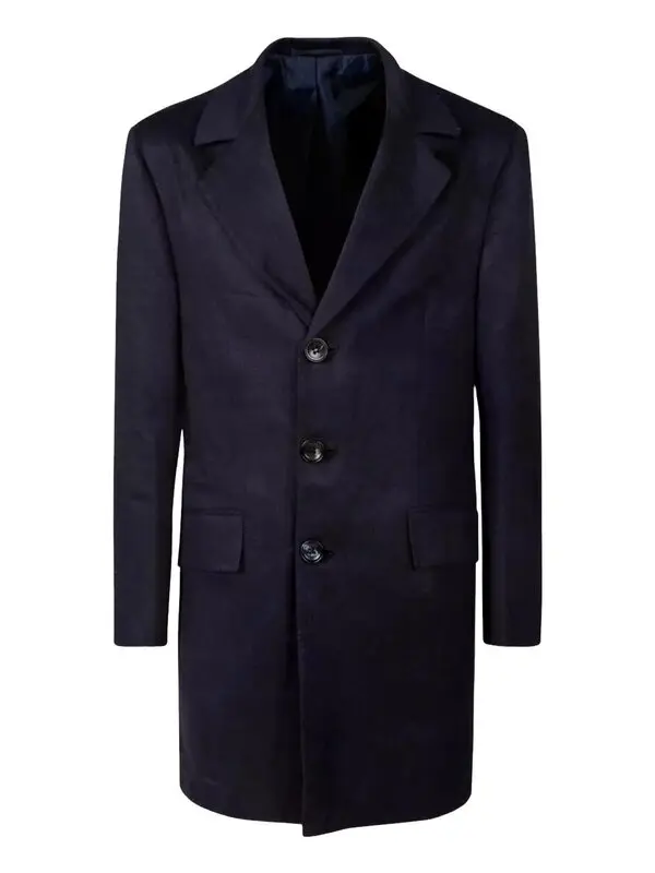 Kiton Single-breasted Cashmere Coat - Blue