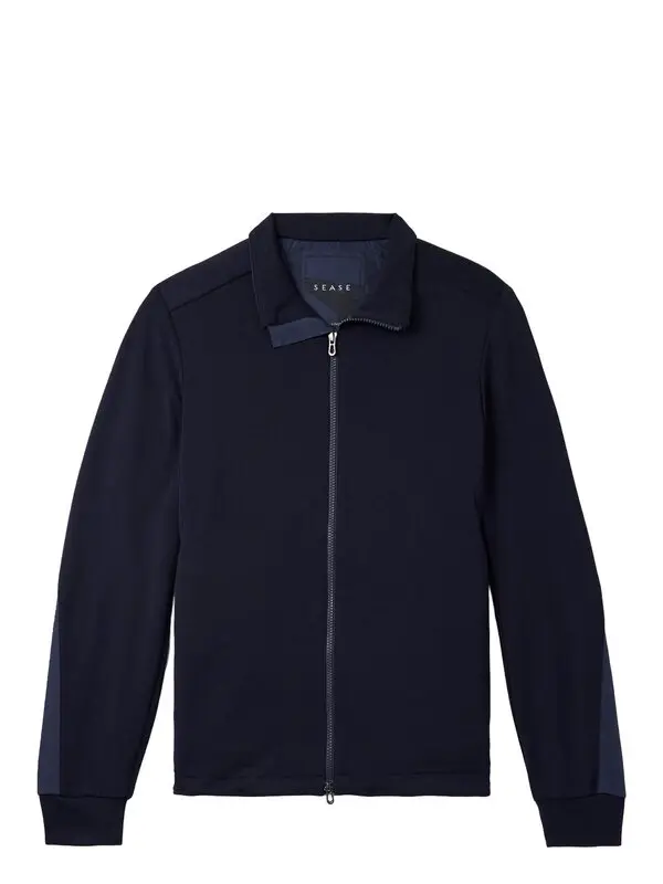 Sease Explorer Ripstop-trimmed Virgin Wool-blend Sweater - Blue