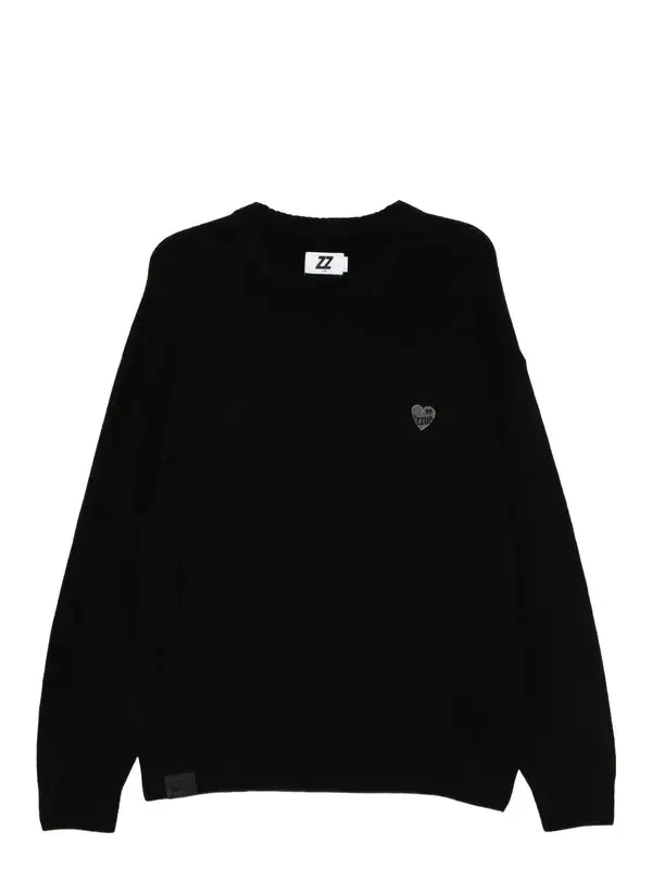 Izzue Heart-embellished Crew-neck Sweater - Black