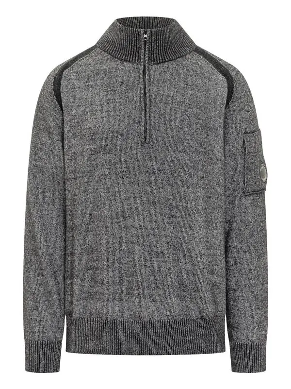 C.P. COMPANY Sweater With Lens Pocket - Grey
