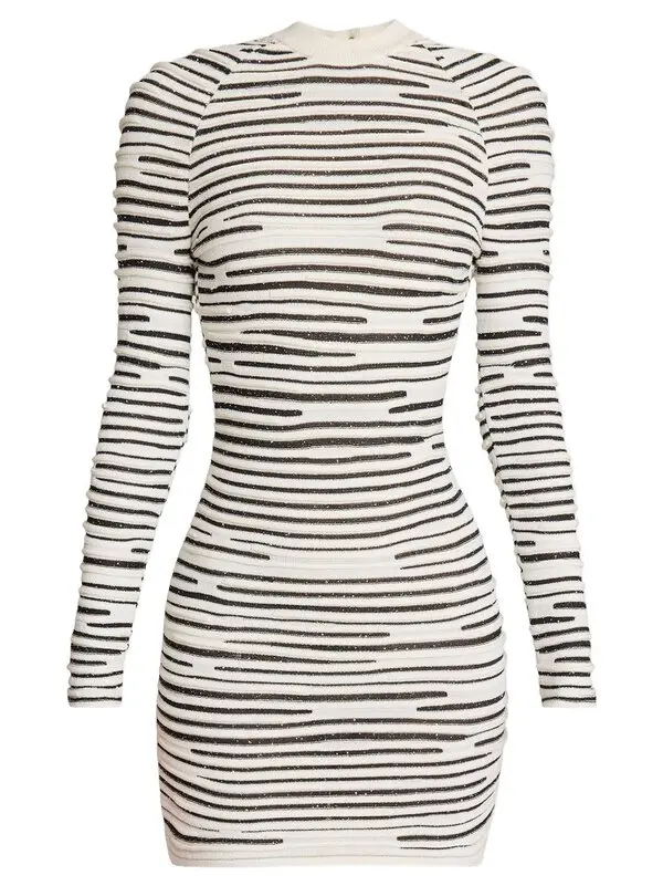 Balmain Glitter Stripe Knit Mini Dress - Gau Nature