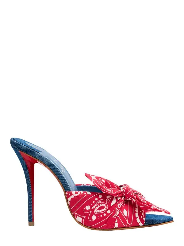 CHRISTIAN LOUBOUTIN Miss Z Denim Bandana Mules - Loubi Red/denim