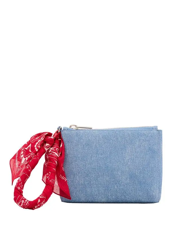 CHRISTIAN LOUBOUTIN Cabata Mini Bandana Wristlet Pouch Bag In Cotton Denim - Denim/loub