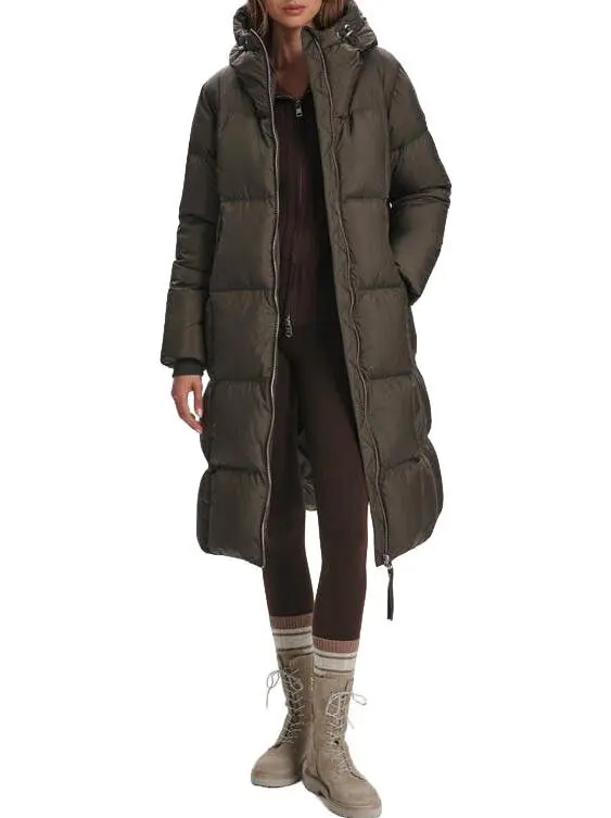 Varley Katya Long 800 Fill Power Down Puffer Jacket - Dark Olive Metallic