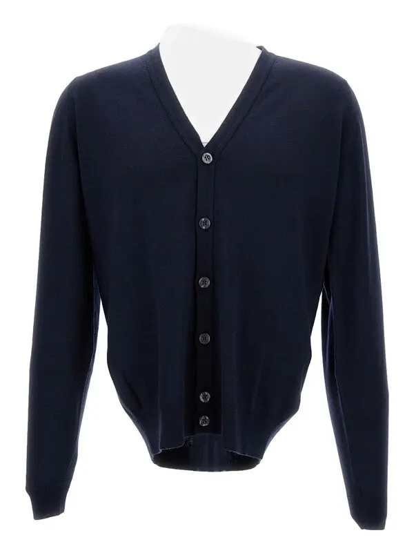 John Smedley Midnight Merino Wool Cardigan - Blue