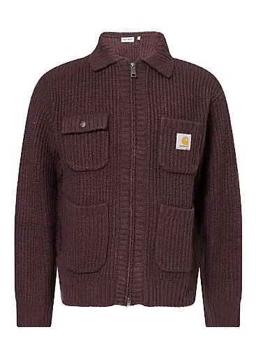 Carhartt Work In Progress Chore Logo-patch Knitted Wool-blend Cardigan - Palisander