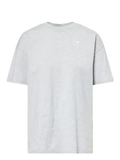 GYMSHARK Oversized Dropped-shoulder Cotton T-shirt - Light Grey Core Marl