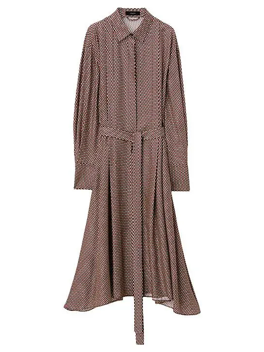 JOSEPH Orlan Graphic-print Silk-blend Midi Dress - Ruby Combo
