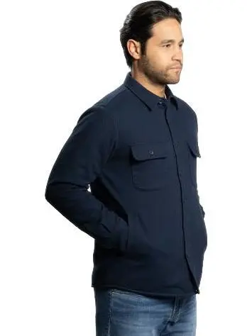 PETER MANNING Flannel Shirt Jacket - Navy