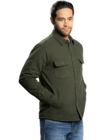 PETER MANNING Flannel Shirt Jacket - Olive