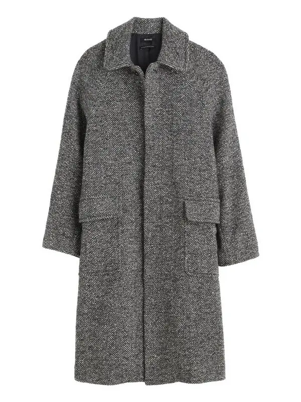Madewell Balmacaan Tweed Overcoat - Black Multi