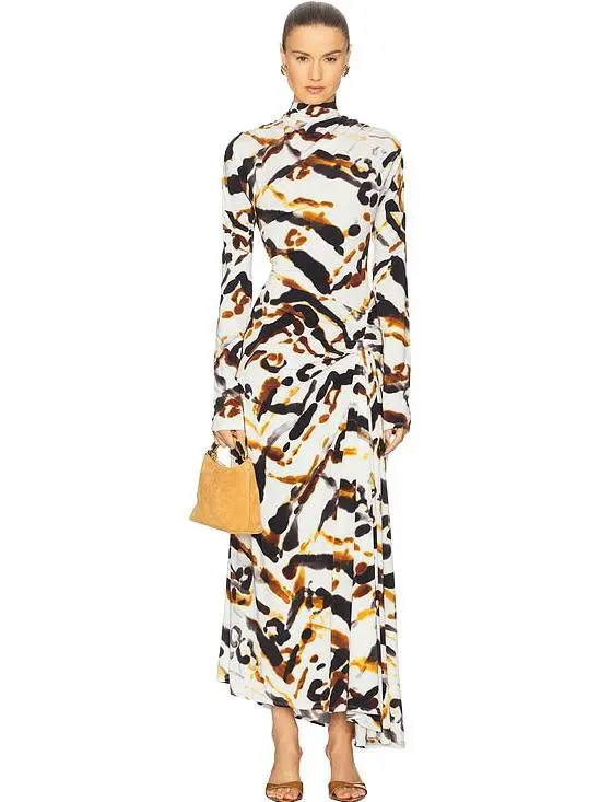 A.L.C. Lia Long Sleeve Maxi Dress - Black & Camel