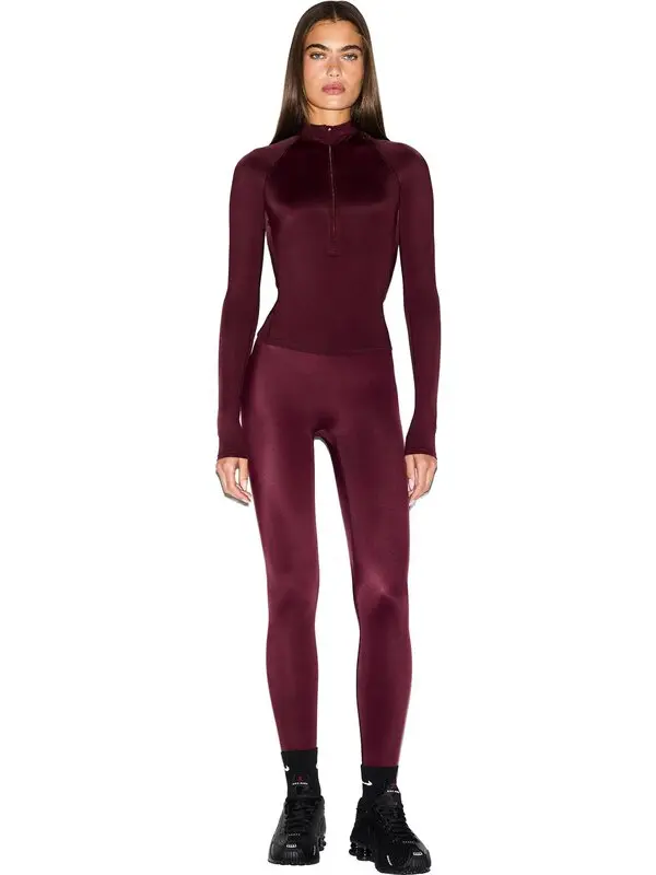 SKIMS Shine Long Sleeve Half Zip - Currant