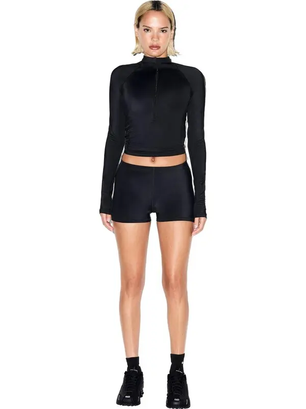 SKIMS Shine Long Sleeve Half Zip - Obsidian