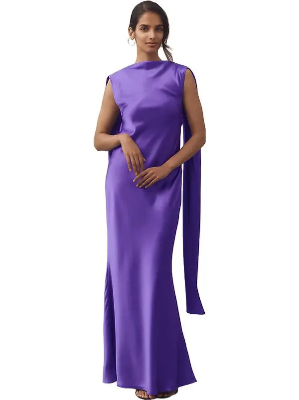 Acler Fleeden Draped Low-back Satin Maxi Dress - Azure Purple