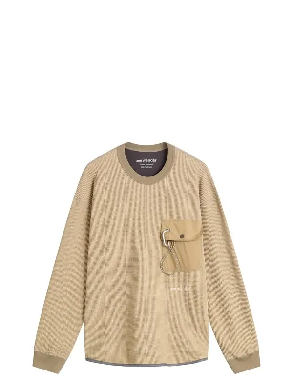 AND WANDER Longsleeve Waffle T-shirt - Beige