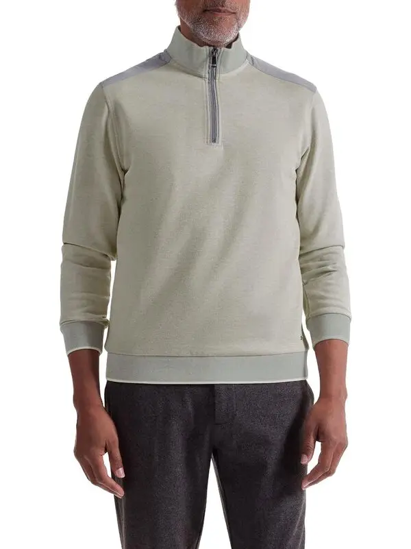 Bugatchi Mélange Quarter Zip Top - Cement