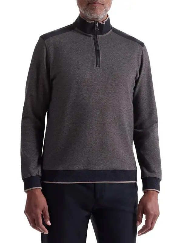 Bugatchi Mélange Quarter Zip Top - Taupe