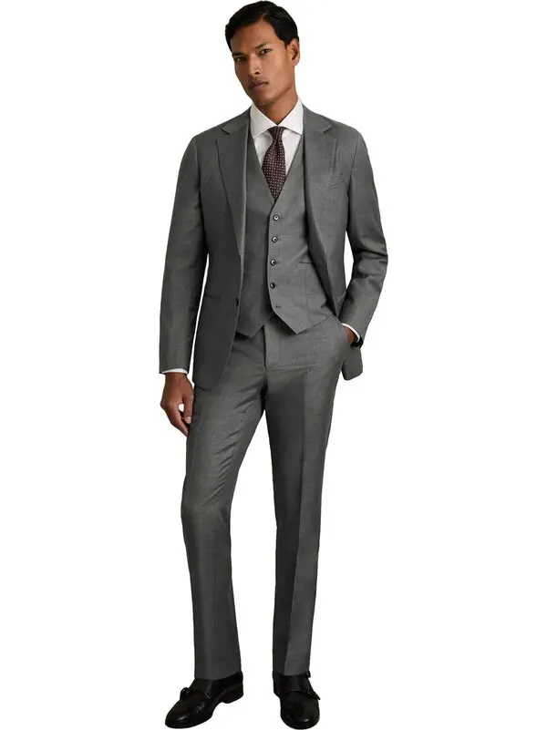 REISS Aspire Slim-fit Wool Suit Waistcoat - Grey