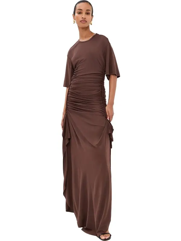 Christopher Esber Shibari Jersey Ruched Tee Dress - Java