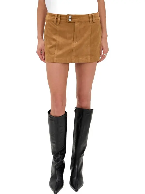 SEVEN WONDERS Faux Suede Mini Skirt - Ochre