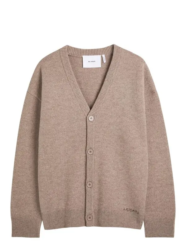 Axel Arigato Milo Logo-embroidered Wool Cardigan - Brown