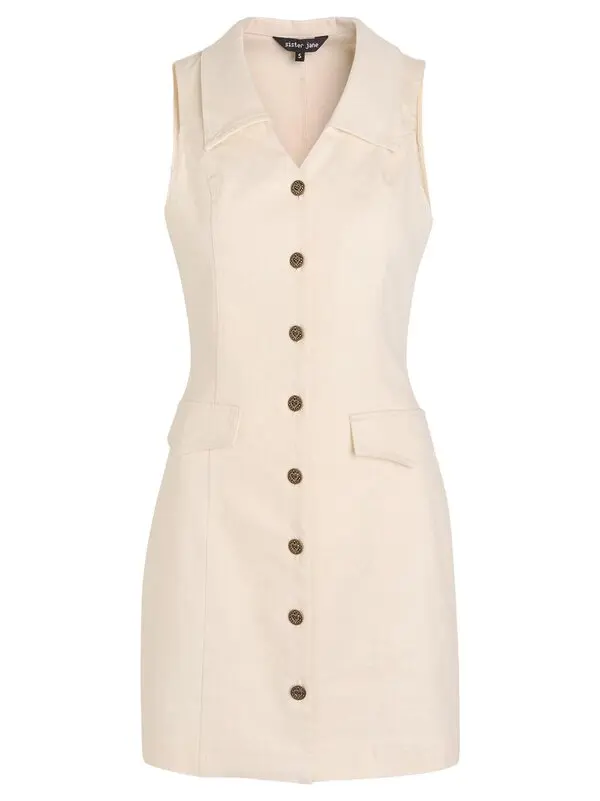 SISTER JANE Panelled Stretch-denim Mini Dress - White