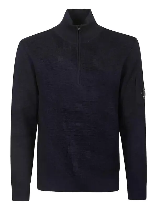 C.P. COMPANY Half-zip Wool Sweater - Black